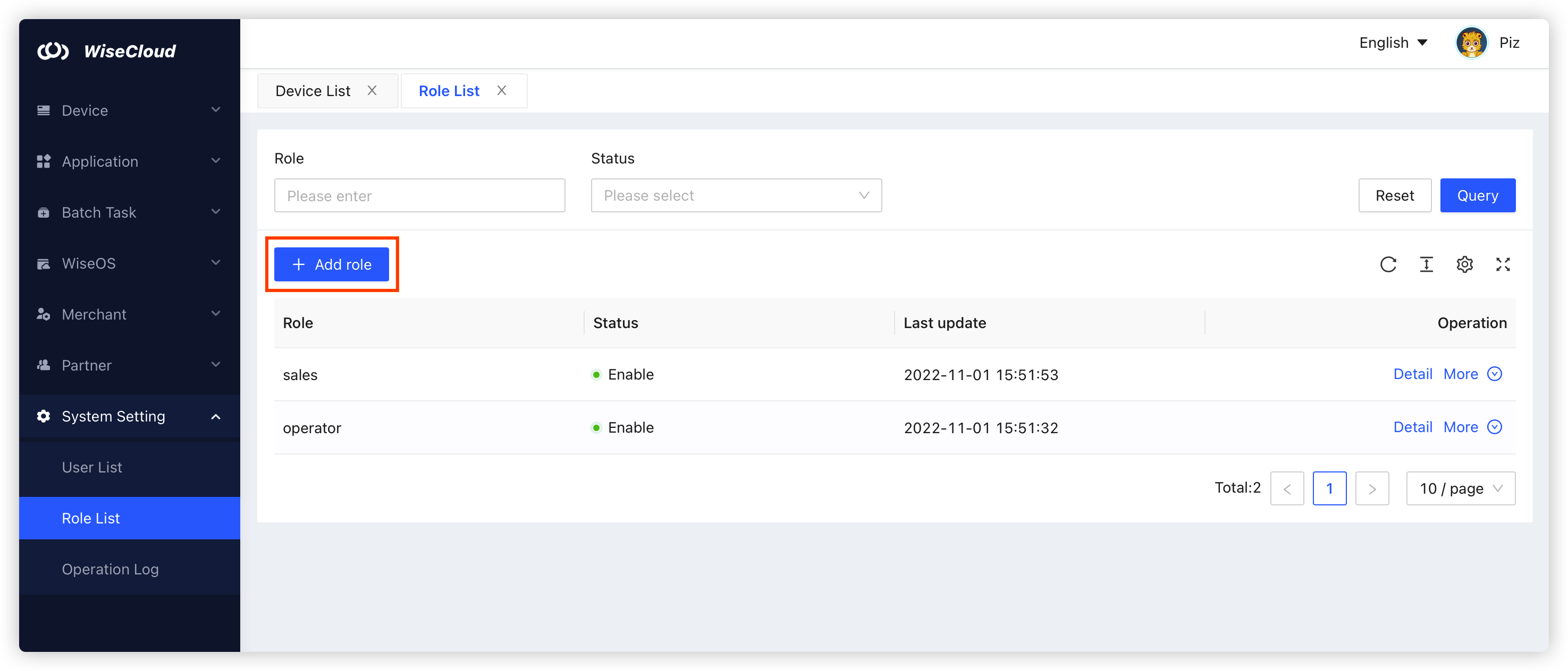 Step 2 - Name the role, and select the permissions.