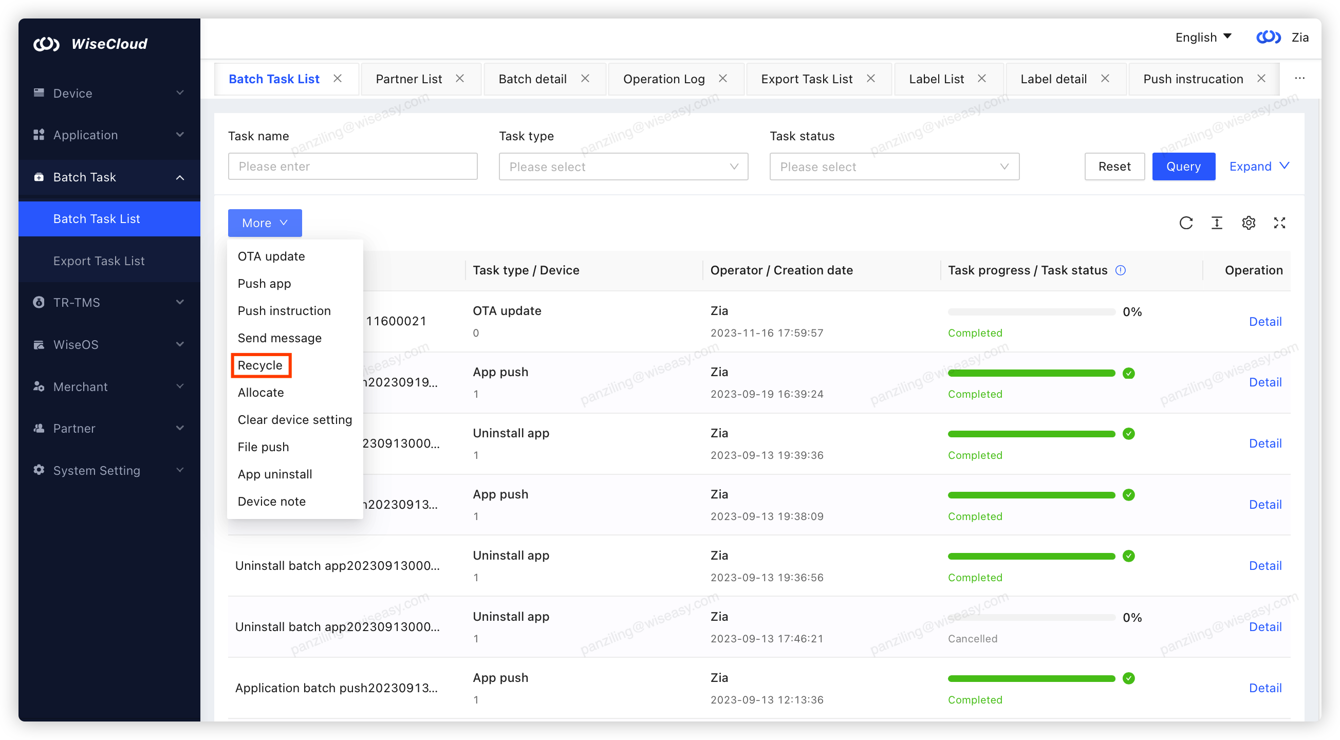 Step 2 - Fill out the task name, and choose to restore the device or not;