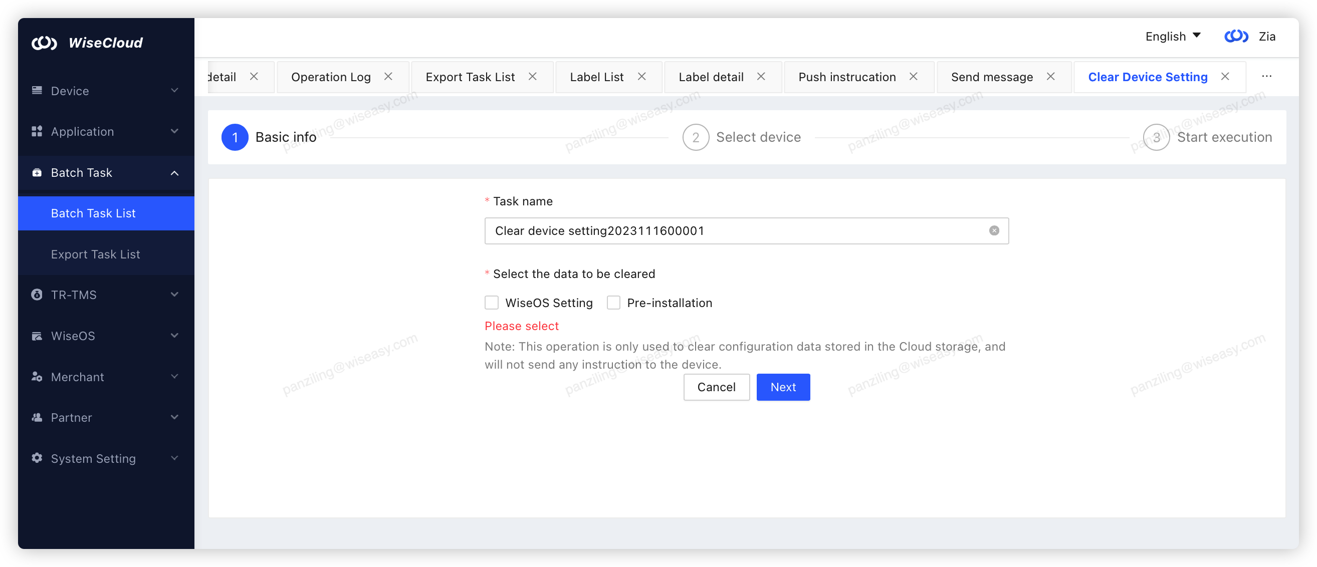 Step 3 - Select the device by SNs or uploading file or device label;