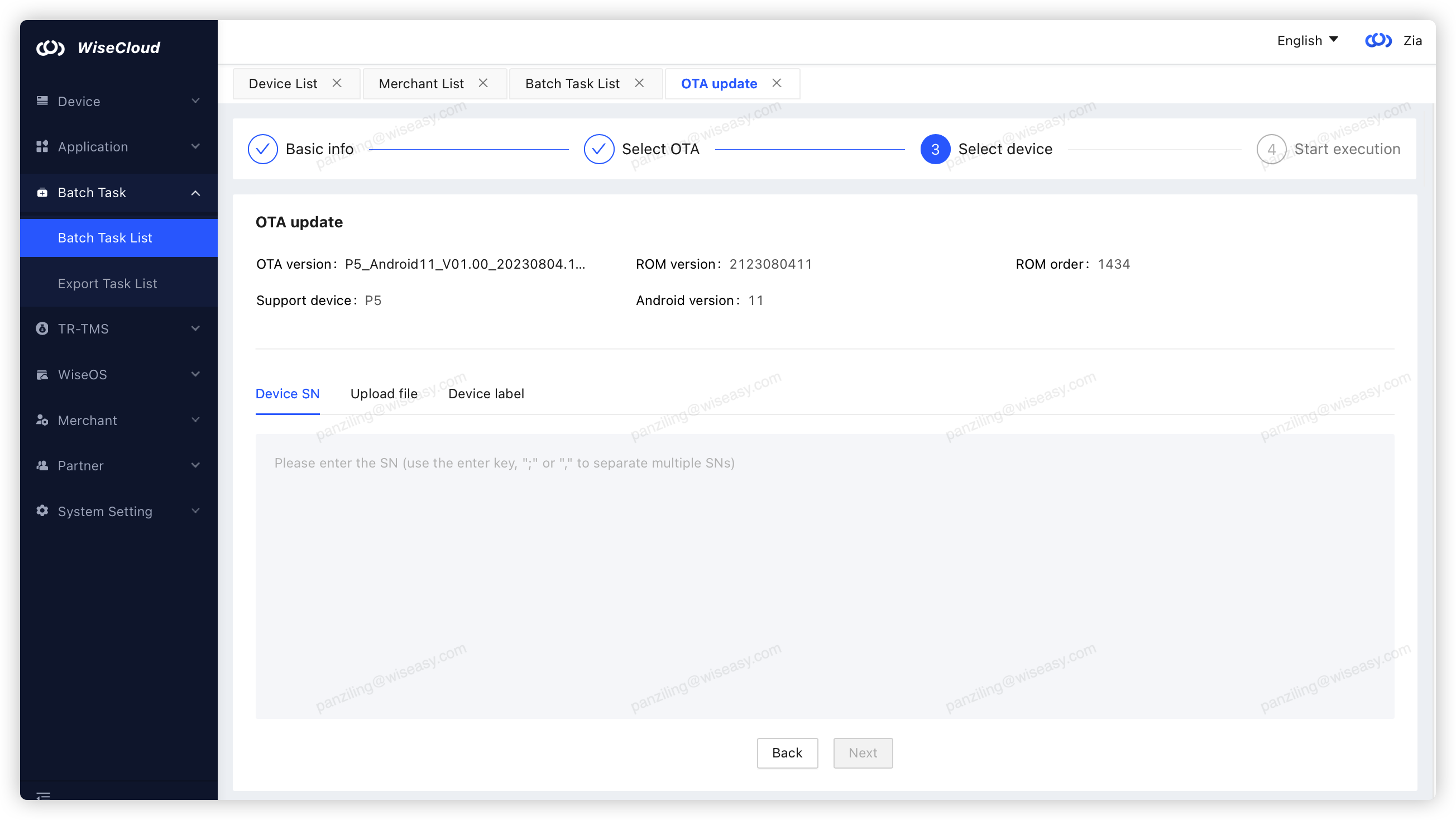 Step 6 - Task successfully issued.