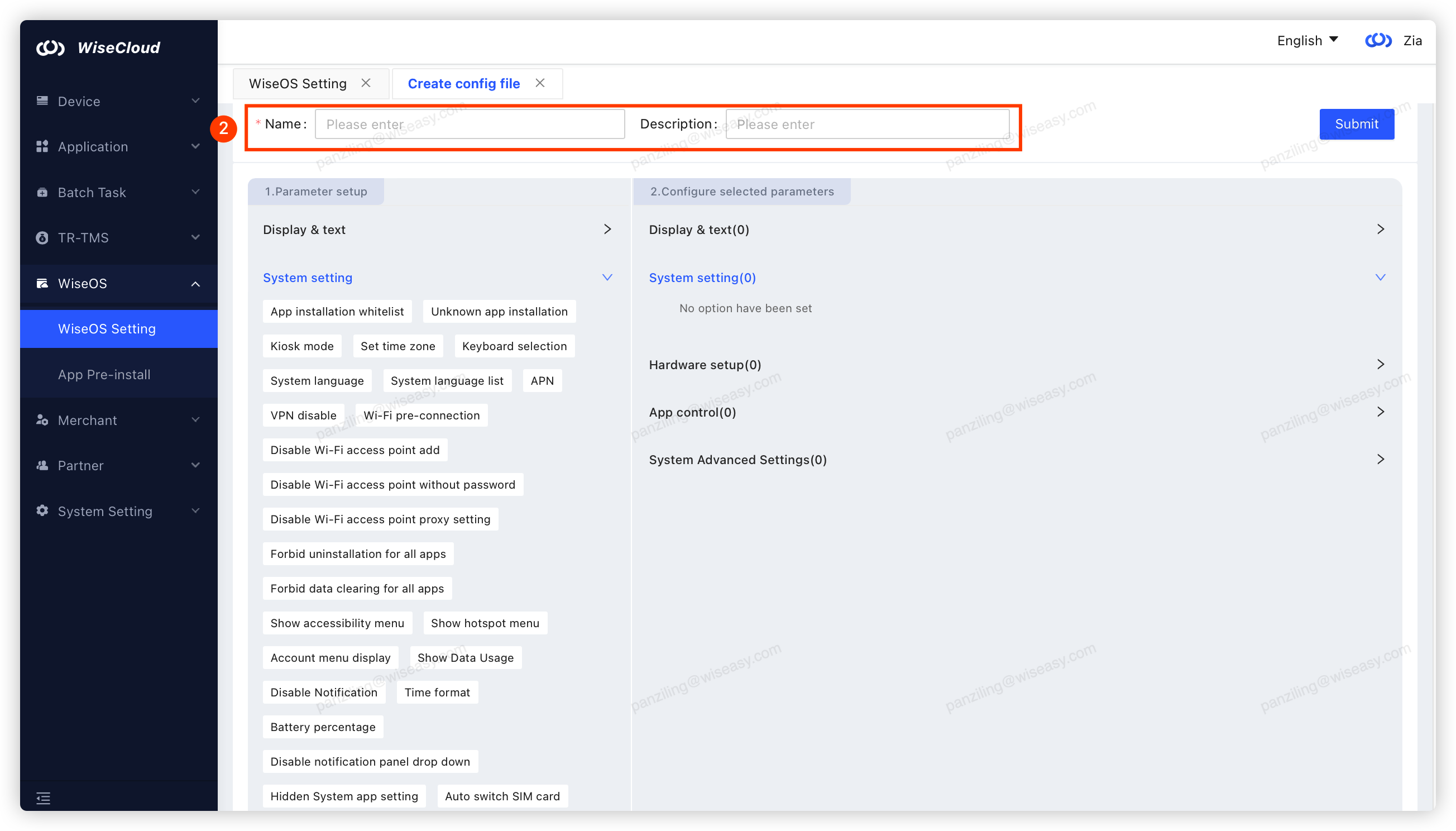 3 - Select Parameters from the left section to the right, and then ...