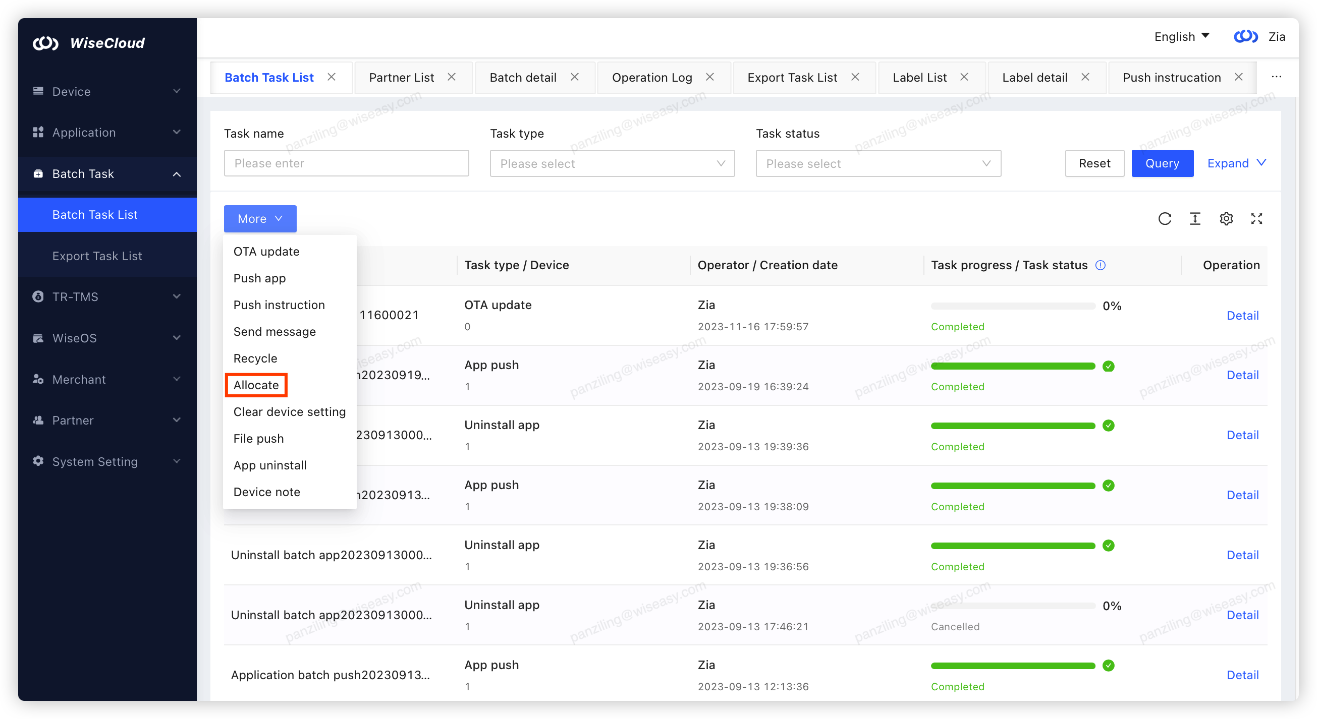 Step 2 - Fill out the task name and select the corresponding partner;