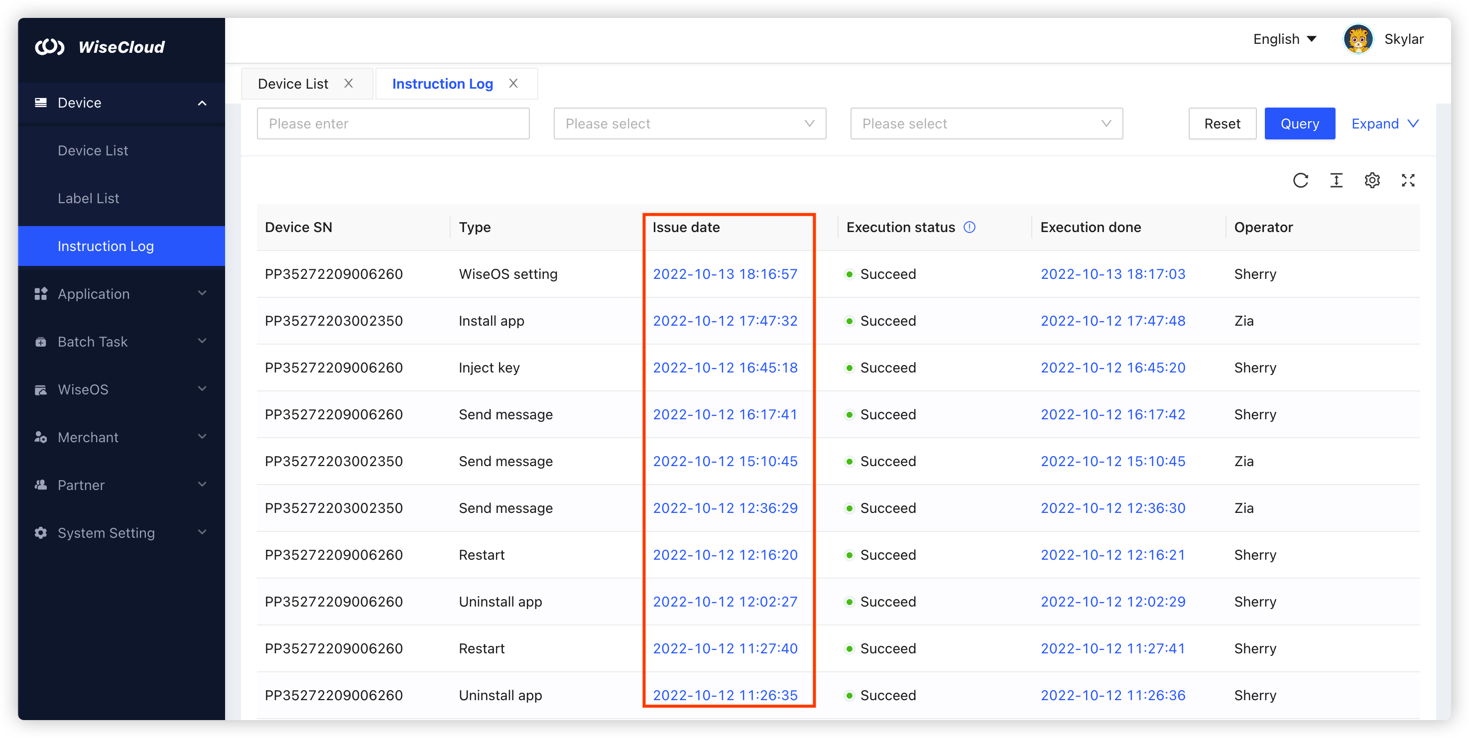 By clicking the Issue date, the Instruction Path will pop-up, and show the basic info about the ...